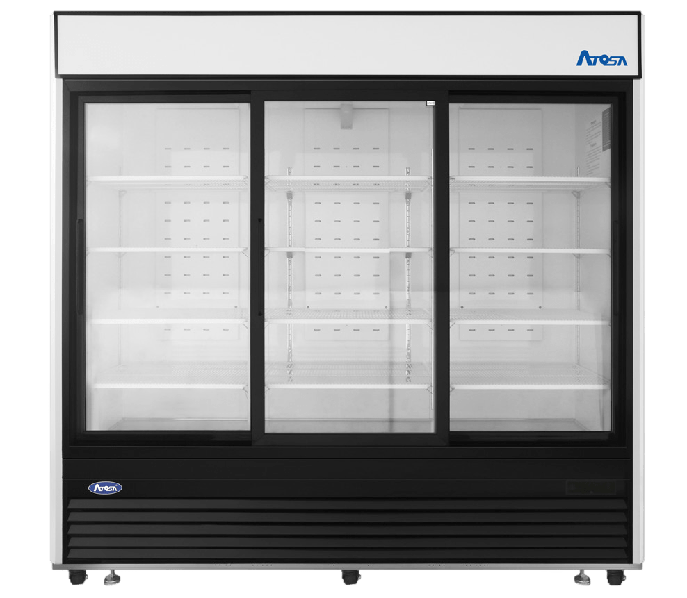 Atosa MCF8729GR - 81.9" Triple Sliding Glass Door Display Cooler with ...