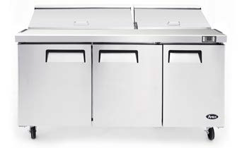 Atosa MSF8308GR - 72.7" Mega Top Refrigerated Prep Table with Three Do ...
