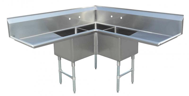 Omcan - Three Compartment Sink - Corner Sink – Mega Food Equipment